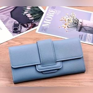 Bags | Brand New Elegant Light Blue Trifold Wallet | Poshmark